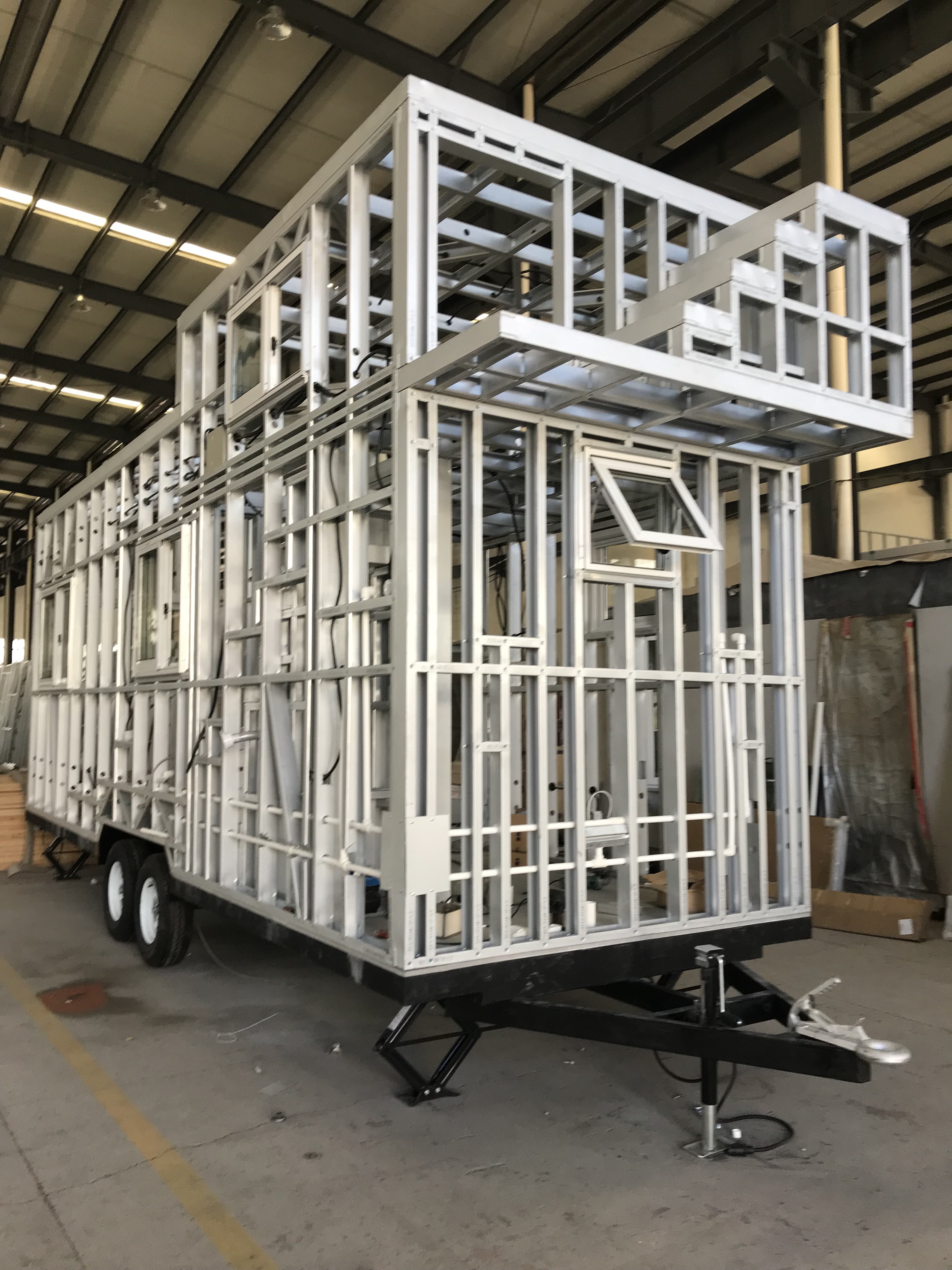 Light Steel Frame Prefab Tiny House On Wheels With Small Terrace For ...