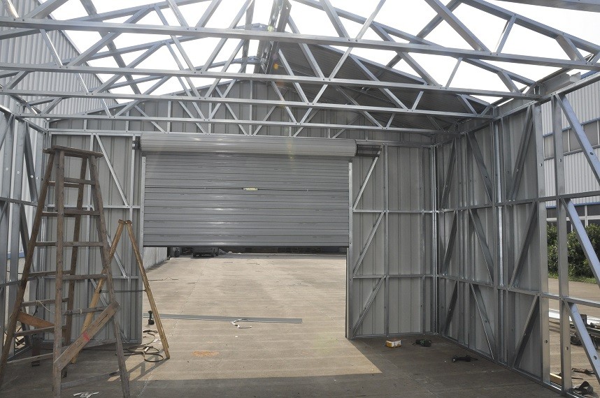 Fireproof Light Steel Frame Metal Prefab Car Shed With Steel Sheet ...