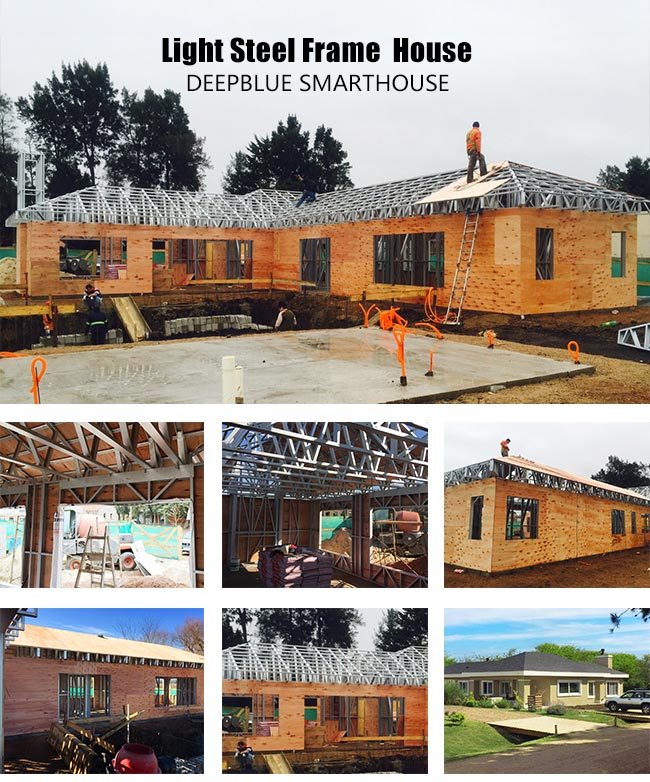 High Acoustic Insulation Prefab Bungalow Light Gauge Steel Frame Single ...